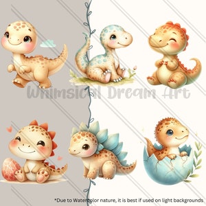 40 Watercolor Dinosaurs Clipart, Dino Theme Baby Party Printables, Cute ...