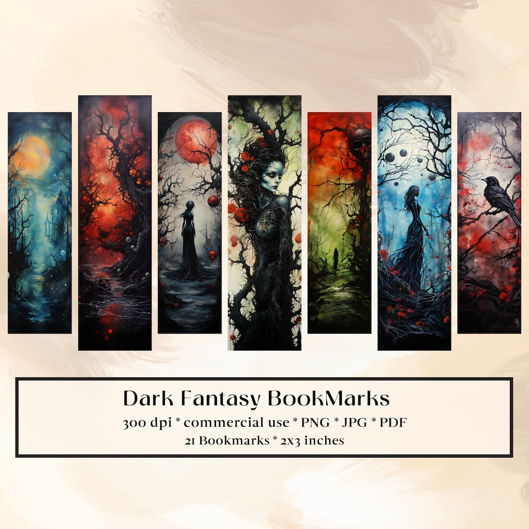 21 Dark Fantasy Bookmark Designs, Printable Digital Download, Sublimate ...