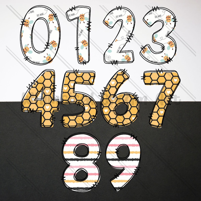 Bee Alphabet Number PNG Clipart, Doodle Font (digital Download) - Etsy ...