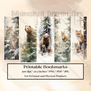 20 Winter Woodland Animal Bookmark, Printable Bookmarks Digital ...