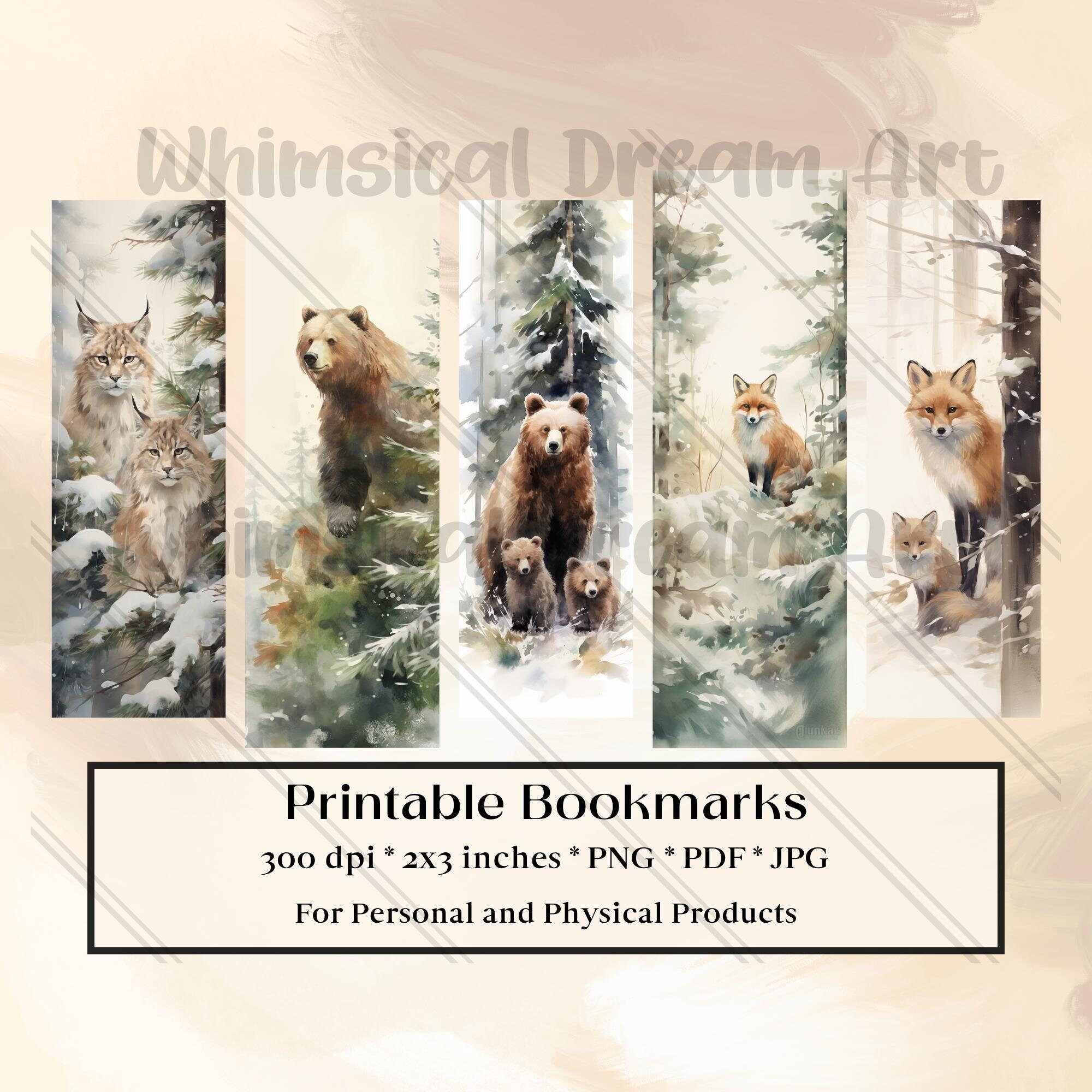 20 Winter Woodland Animal Bookmark, Printable Bookmarks Digital ...