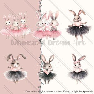 29 Watercolor Ballerina Bunny Clipart, Ballet Bunnies in Tutu Dress ...