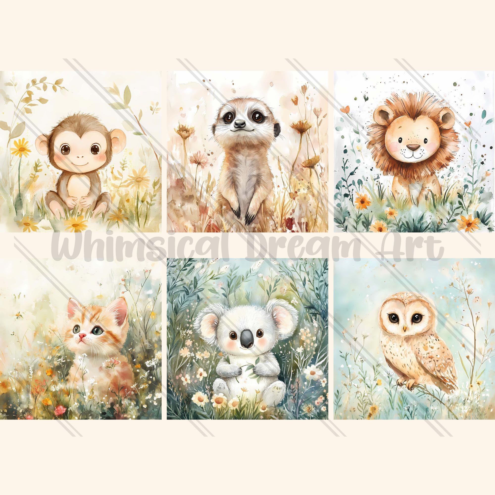 25 Cute Baby Animal Paper Bundle, Enchanted Forest Junk Journal ...
