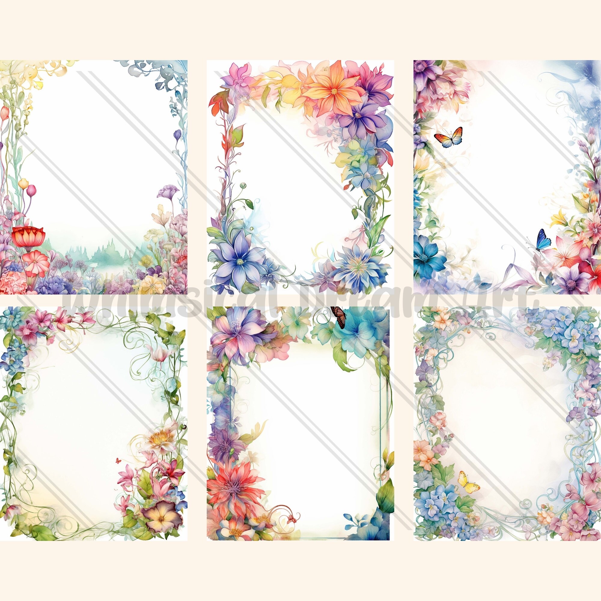 24 Flower Journal Digital Paper Fantasy Background Enchanted - Etsy