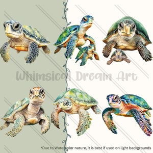 24 Watercolor Sea Turtle Clipart, Cute Nautical Ocean Animals PNG Clip ...