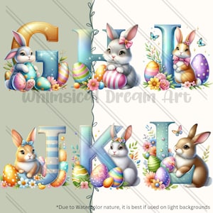 Easter Bunny Clipart Decorative Letters, Uppercase Alphabet Set ...