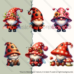 30 Ladybug Gnomes PNG Bundle Collection, Gardening Gnomes Sublimation ...