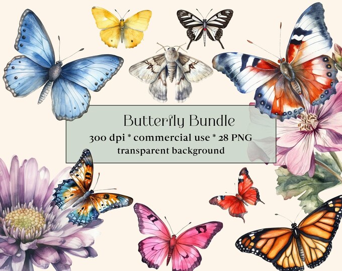 Monarch Butterfly Clipart | Watercolor Butterfly PNG | Floral Clipart ...