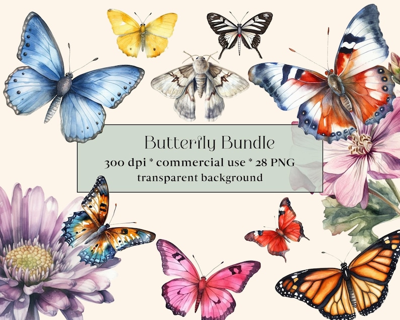 28 Butterfly Clipart Watercolor Monarch Butterfly PNG - Etsy