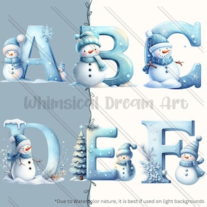 Snowmen Clipart Decorative Letters, Commercial Use Digital Art, Snowman ...