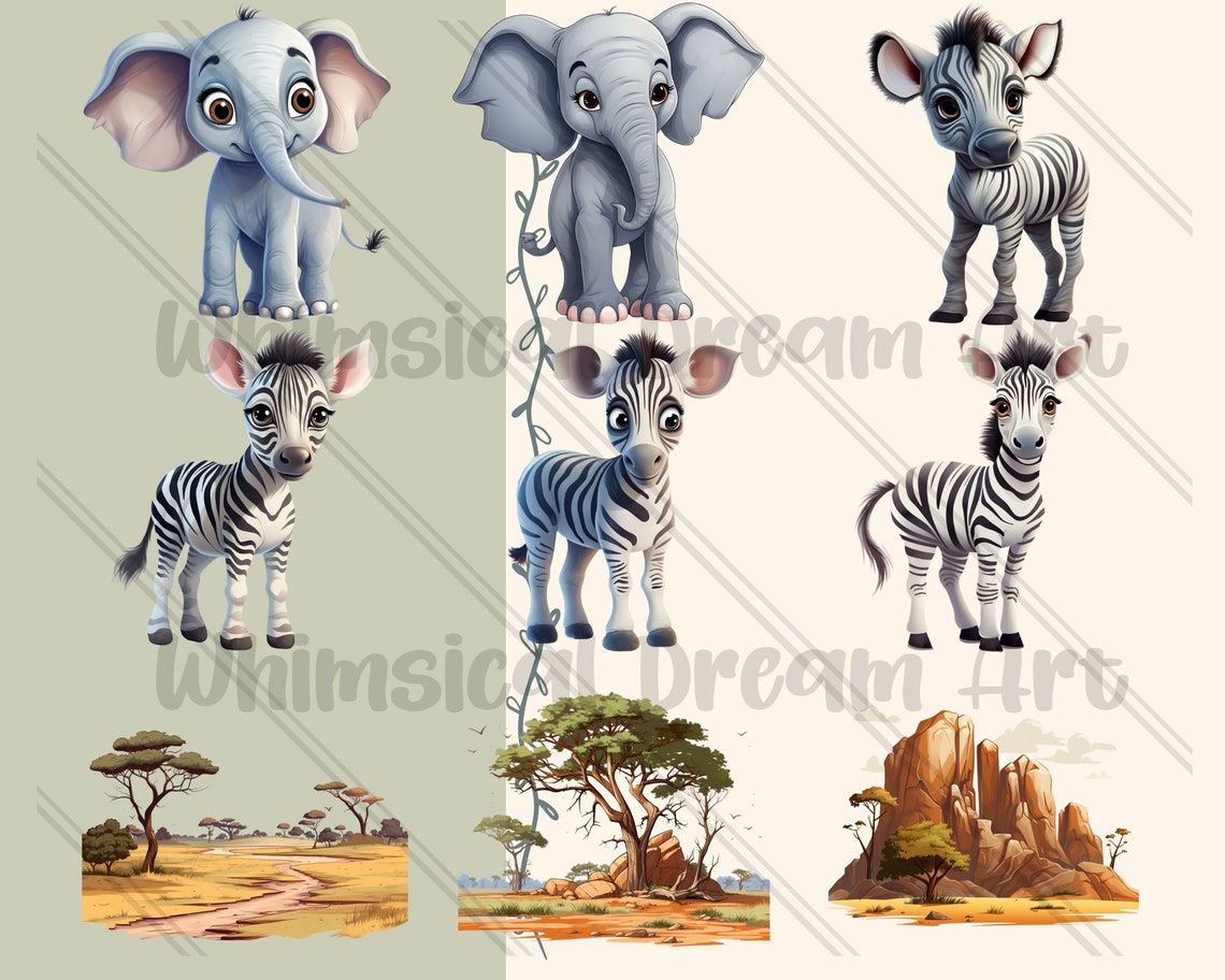 53 Safari Animals Clipart Watercolor Bundle, Jungle Safari PNG, African ...