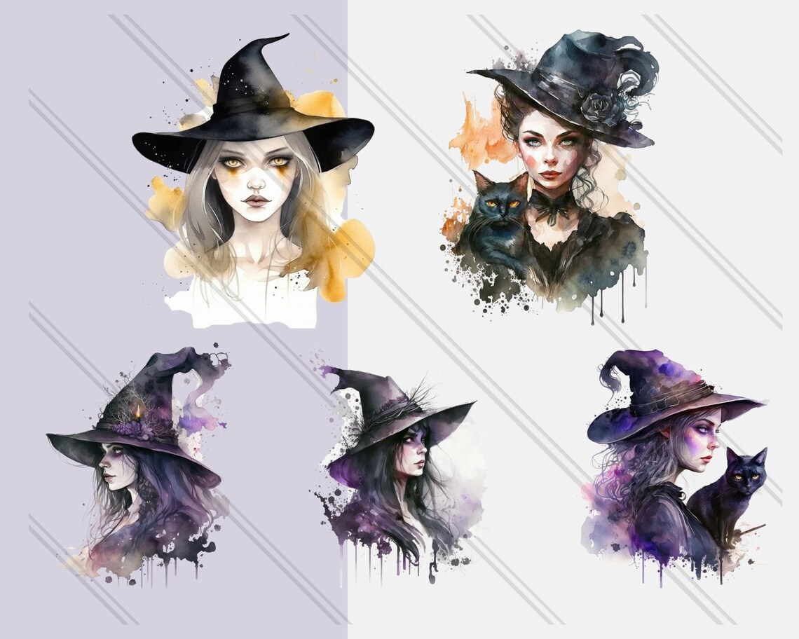41 PNG Watercolor Gothic Witch Clipart, Witchcraft Clip Art, Magic ...