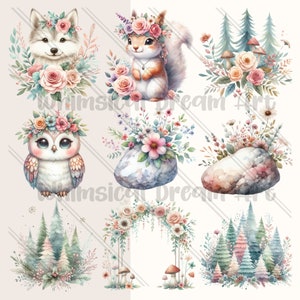 47 Boho Woodland Animals Clipart Watercolor Bundle, Commercial Use ...