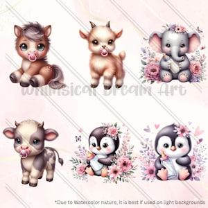 30 Watercolor Cute Baby Animal Clipart, Animals Png, Baby Images ...