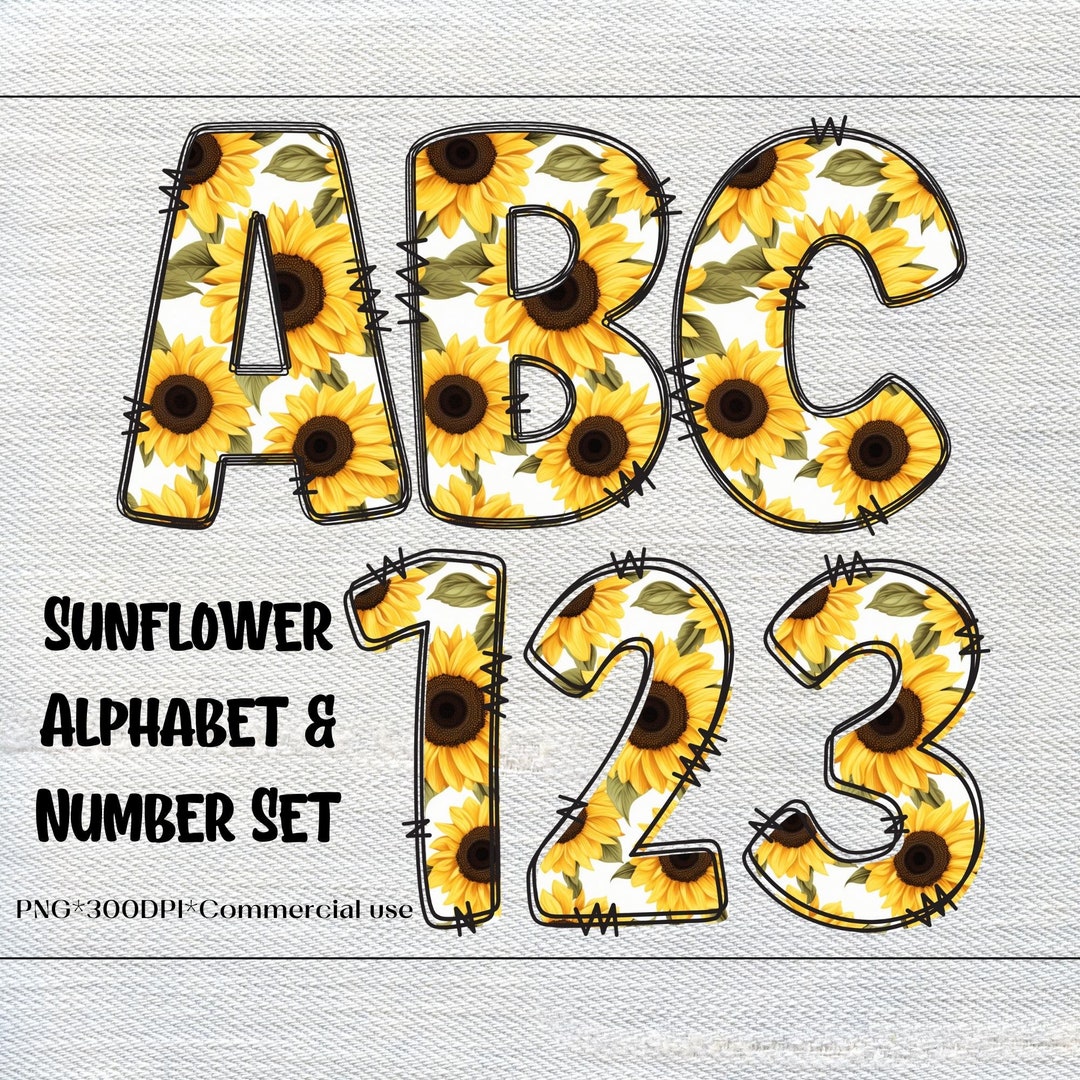 Sunflower Clipart Decorative Letters for Commercial Use Digital Art ...