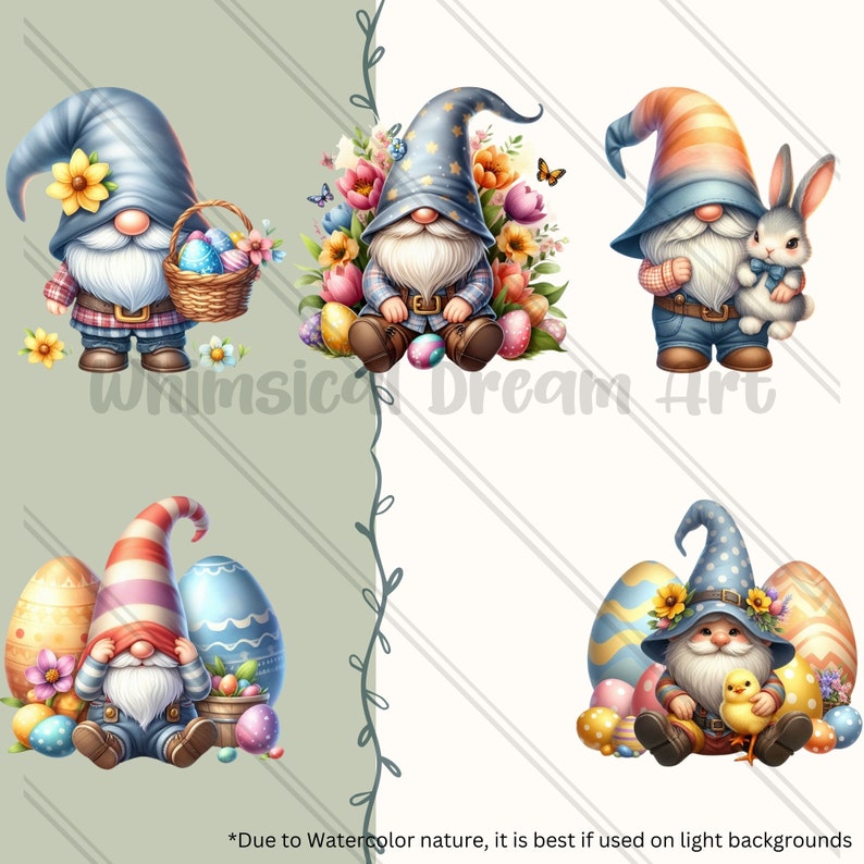 29 Watercolor Easter Gnomes Clipart Bundle, Garden Flower Clipart ...