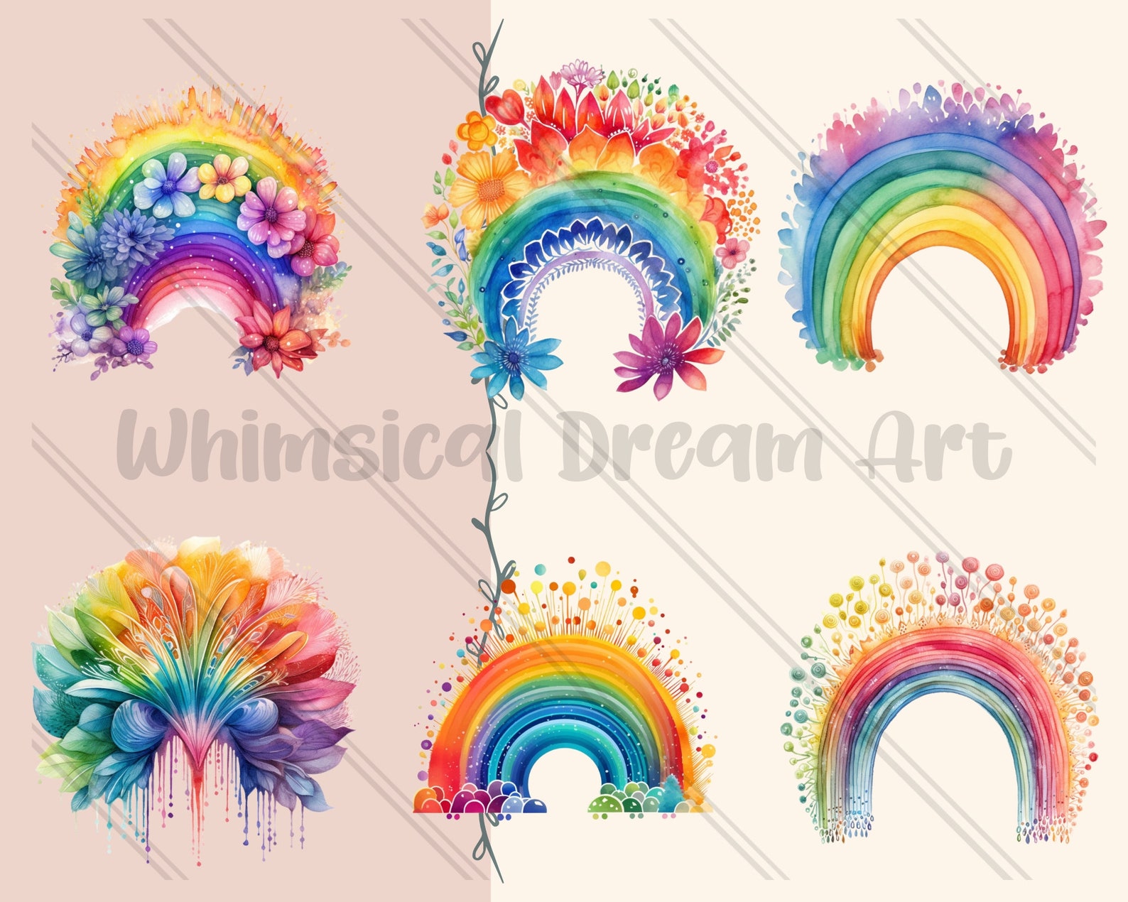 25 Rainbow Clipart Watercolor Rainbow Clip Art Background - Etsy