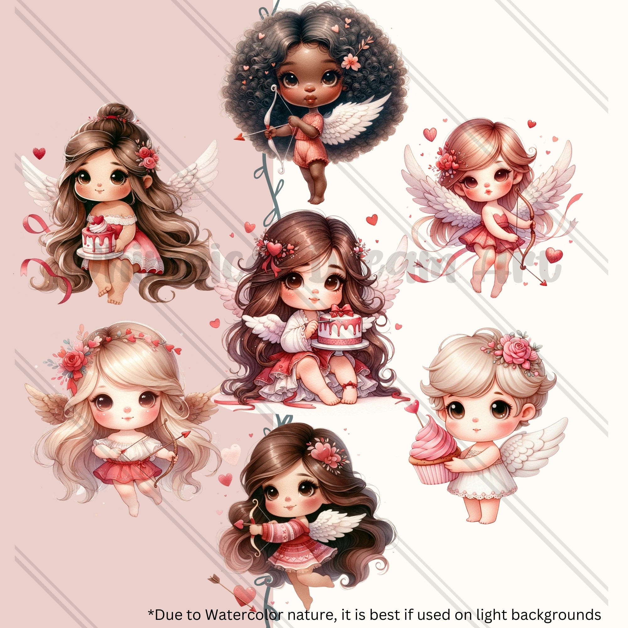 25 Watercolor Cute Valentines Cupid Clipart PNG, Valentines Day Bundle ...