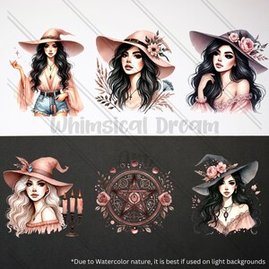 28 Watercolor Boho Witch Clipart, Beautiful Witch Bundle, Watercolour ...