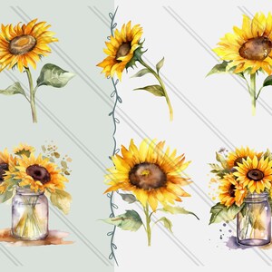 21 Watercolor Sunflowers Clipart Bundle - Fall Sunflower Floral ...