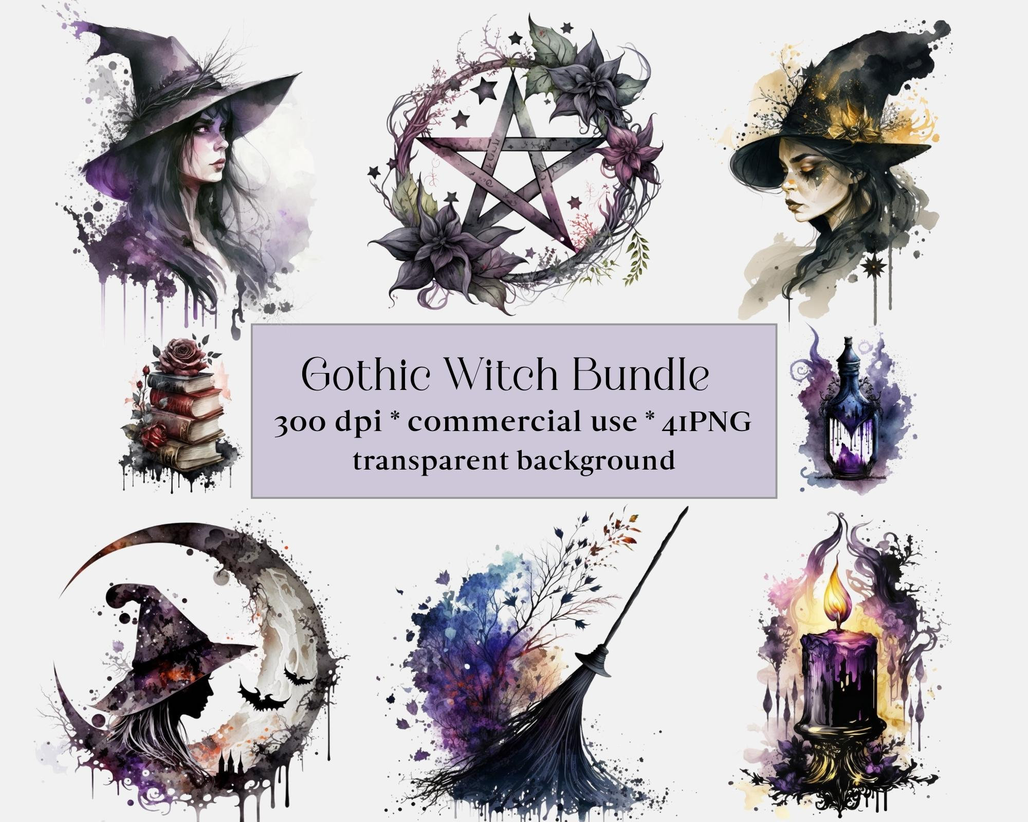 41 PNG Watercolor Gothic Witch Clipart Witchcraft Clip Art - Etsy