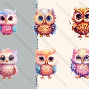 24 PNG Cute Baby Owls, Printable Digital Image Bundle, Crafting Bundle ...