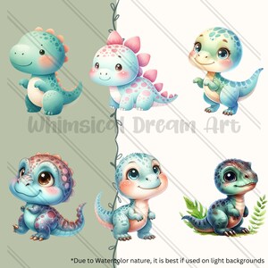 25 Watercolor Dinosaurs Clipart, Dino Theme Baby Party Printables, Cute ...