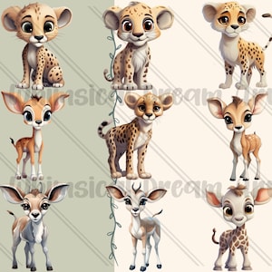 53 Safari Animals Clipart Watercolor Bundle, Jungle Safari PNG, African ...