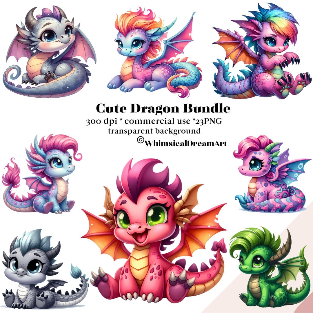 23 PNG Watercolour Cute Dragons Clipart, Dragon Images, Cute Dragon ...