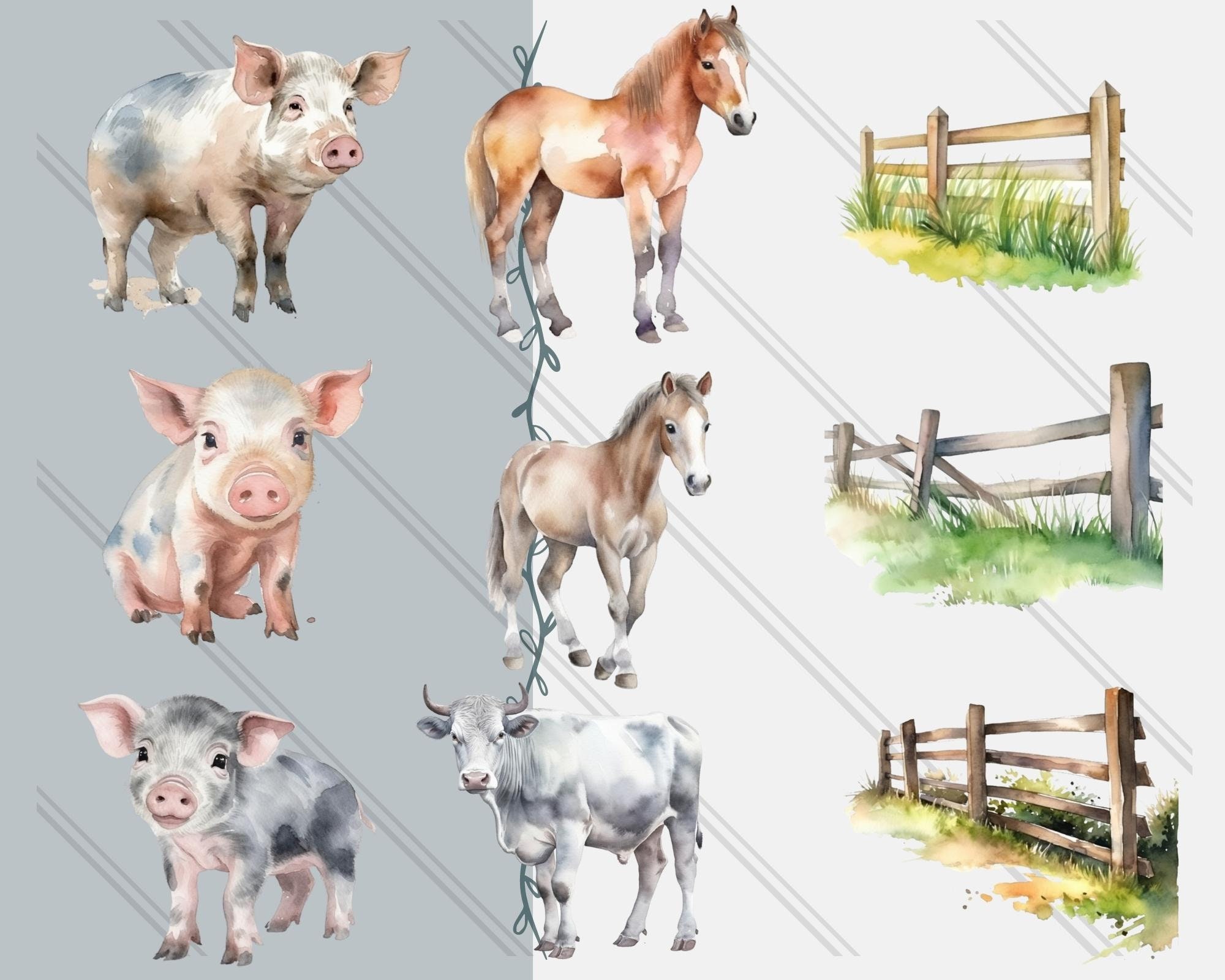 39 Watercolor Farm Life Clipart Cute Chickens and Chicks - Etsy