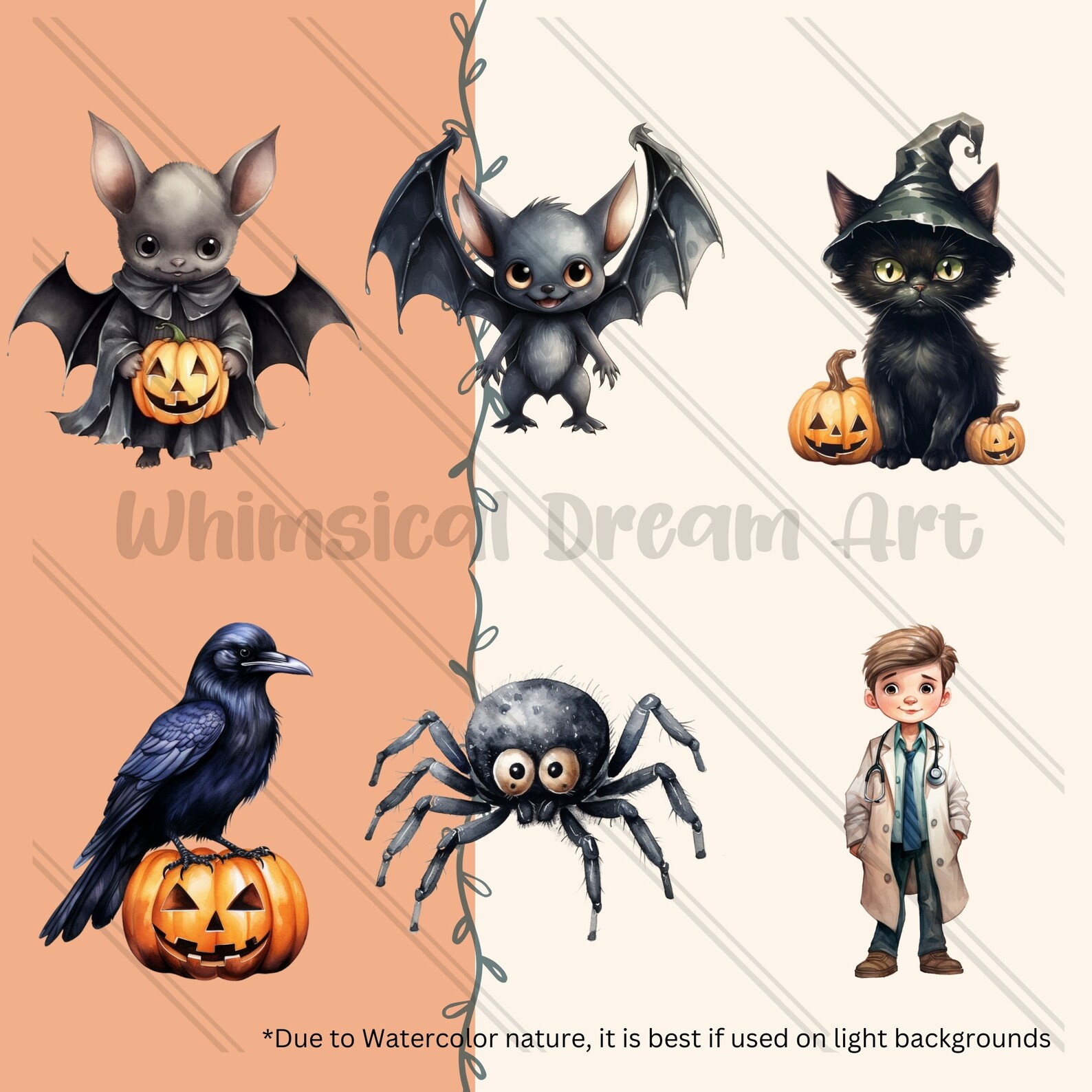 30 Whimsical Halloween Clip Art Pack Spooky Clipart PNG - Etsy