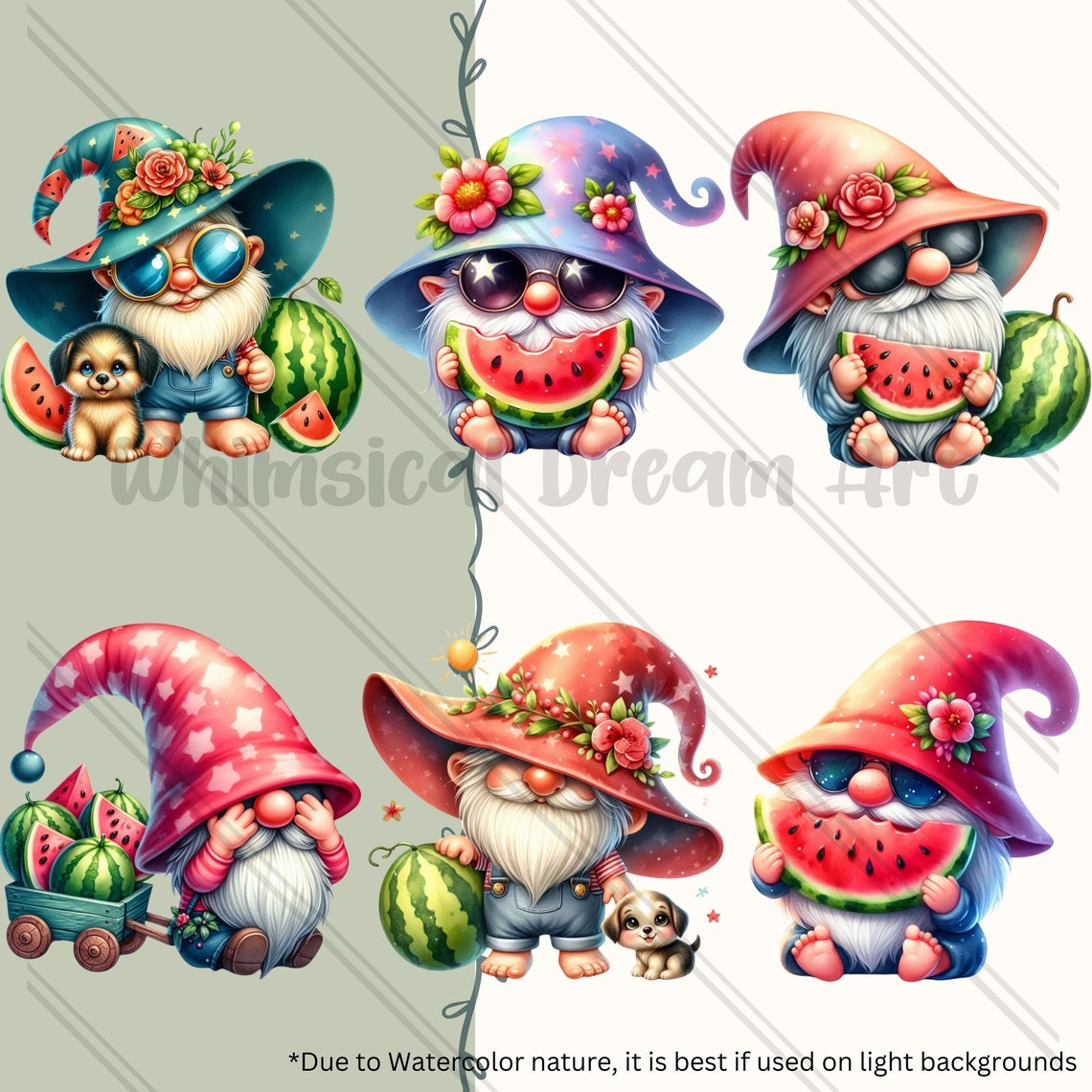 24 Watermelon Gnomes PNG Bundle Collection, Gardening Gnomes ...