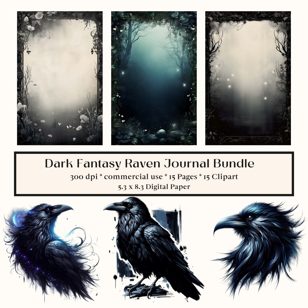 30 Dark Fantasy Raven Digital Paper, Distressed Background, Mystical ...