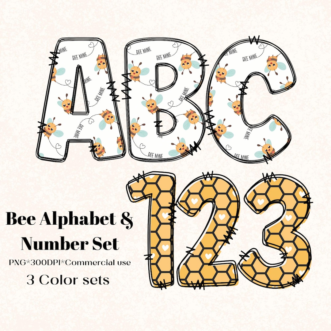 Bee Clipart Decorative Letters for Commercial Use Digital Art, Alphabet ...