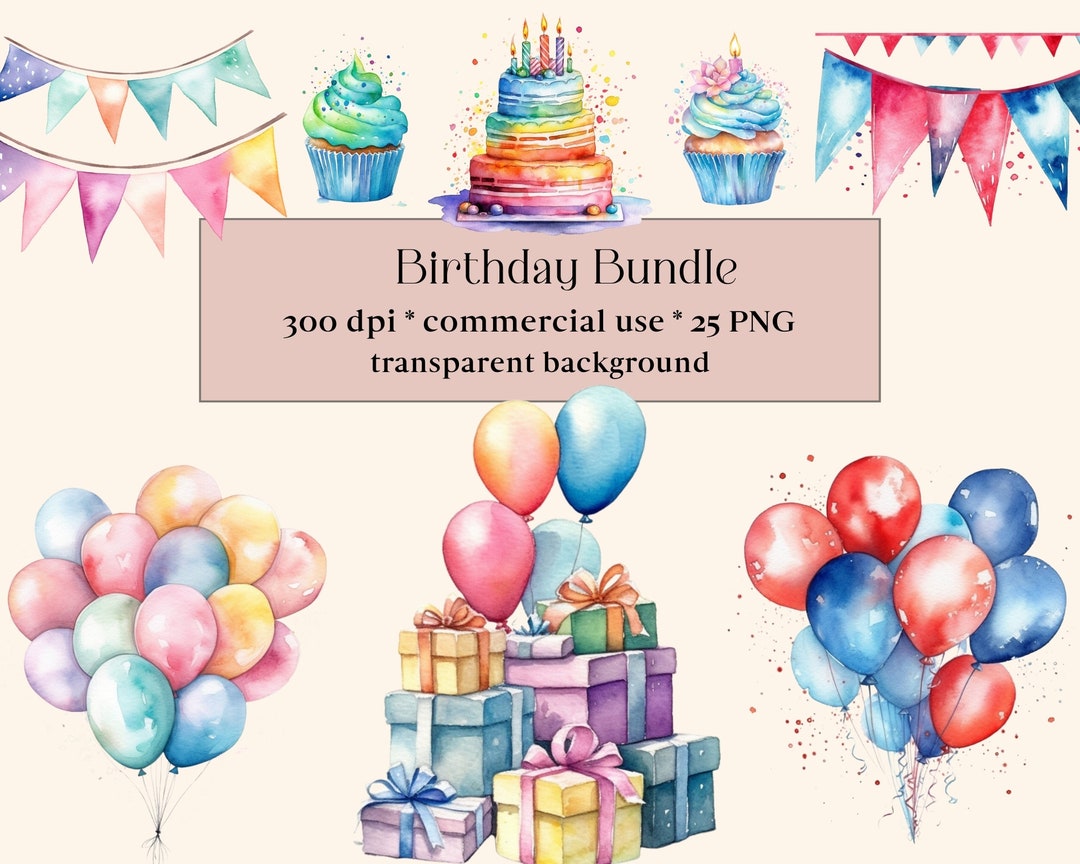 25 Birthday Clipart,party Clipart, Happy Birthday,balloons Clipart ...