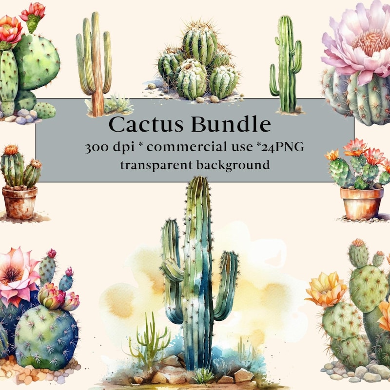 Cactus Clipart - Etsy