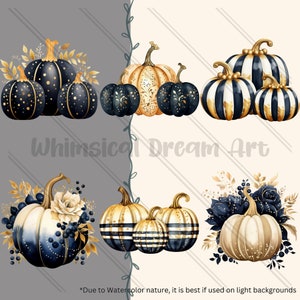 31 Watercolor Navy Blue Fall Clipart, Dry Flowers, Pumpkins Floral ...