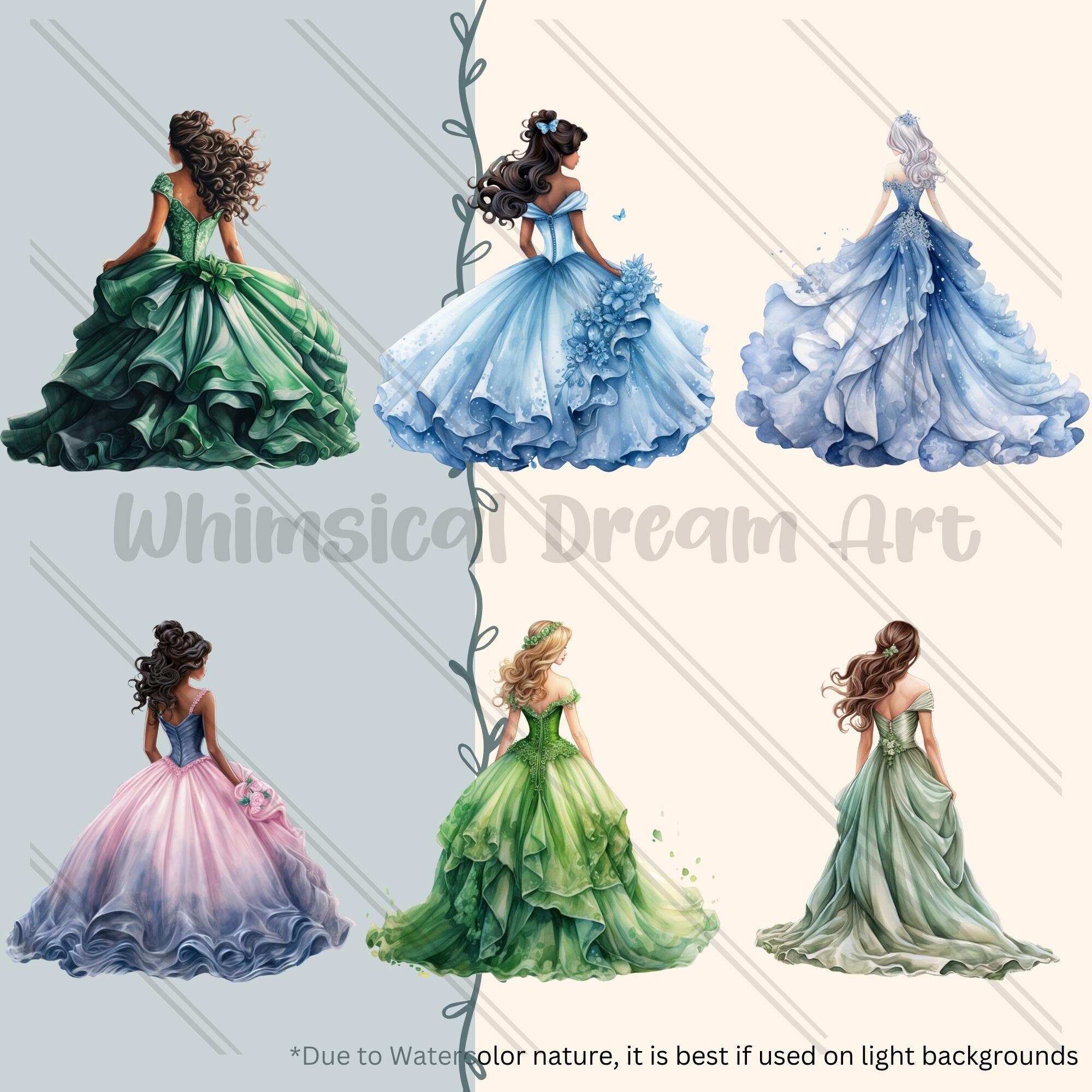 26 PNG Watercolour Princess Clipart Bundle, Fairytale , Fantasy Images ...