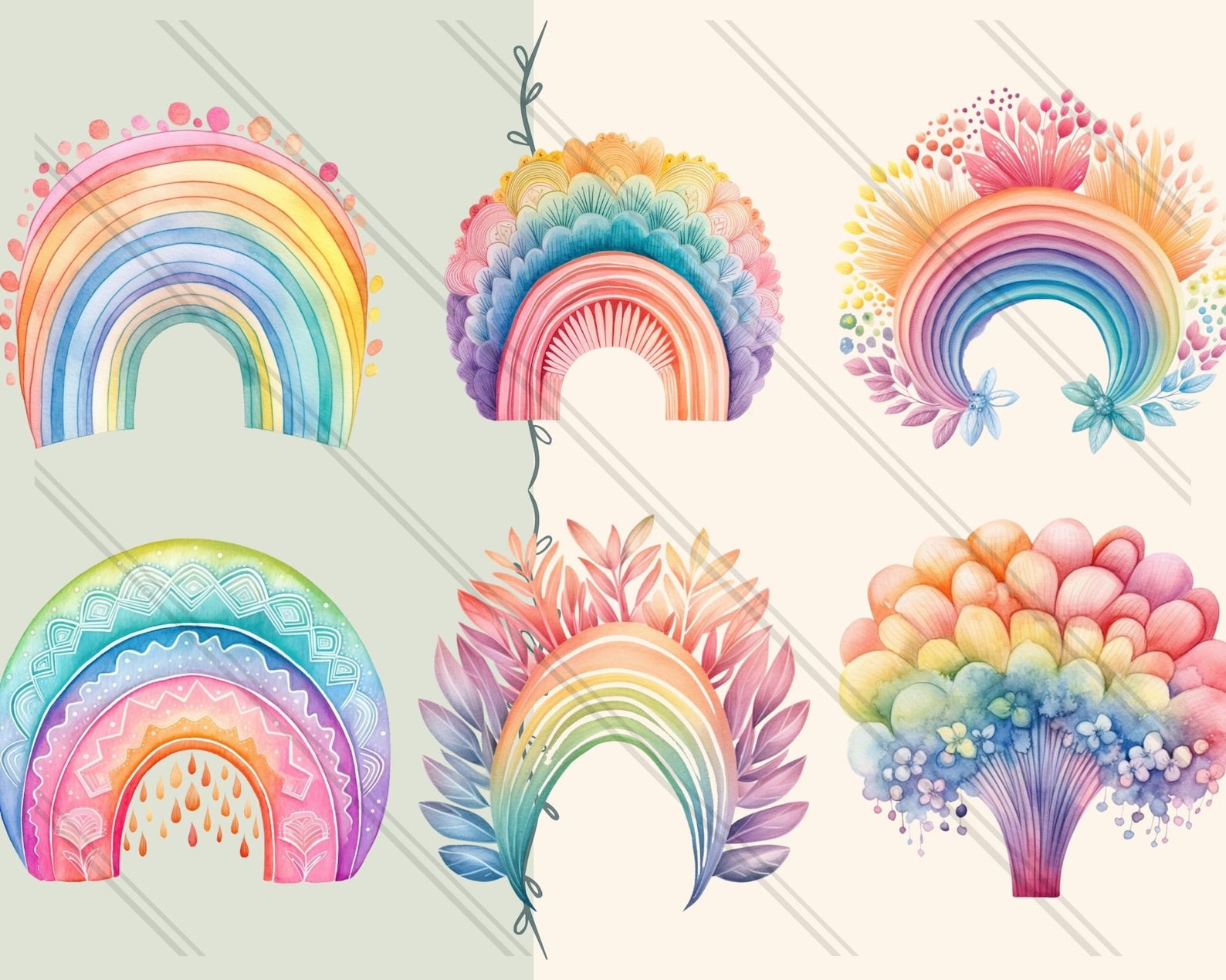 25 Rainbow Clipart Watercolor Rainbow Clip Art Background - Etsy