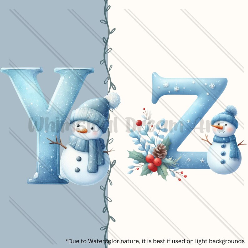 Snowmen Clipart Decorative Letters, Commercial Use Digital Art, Snowman ...