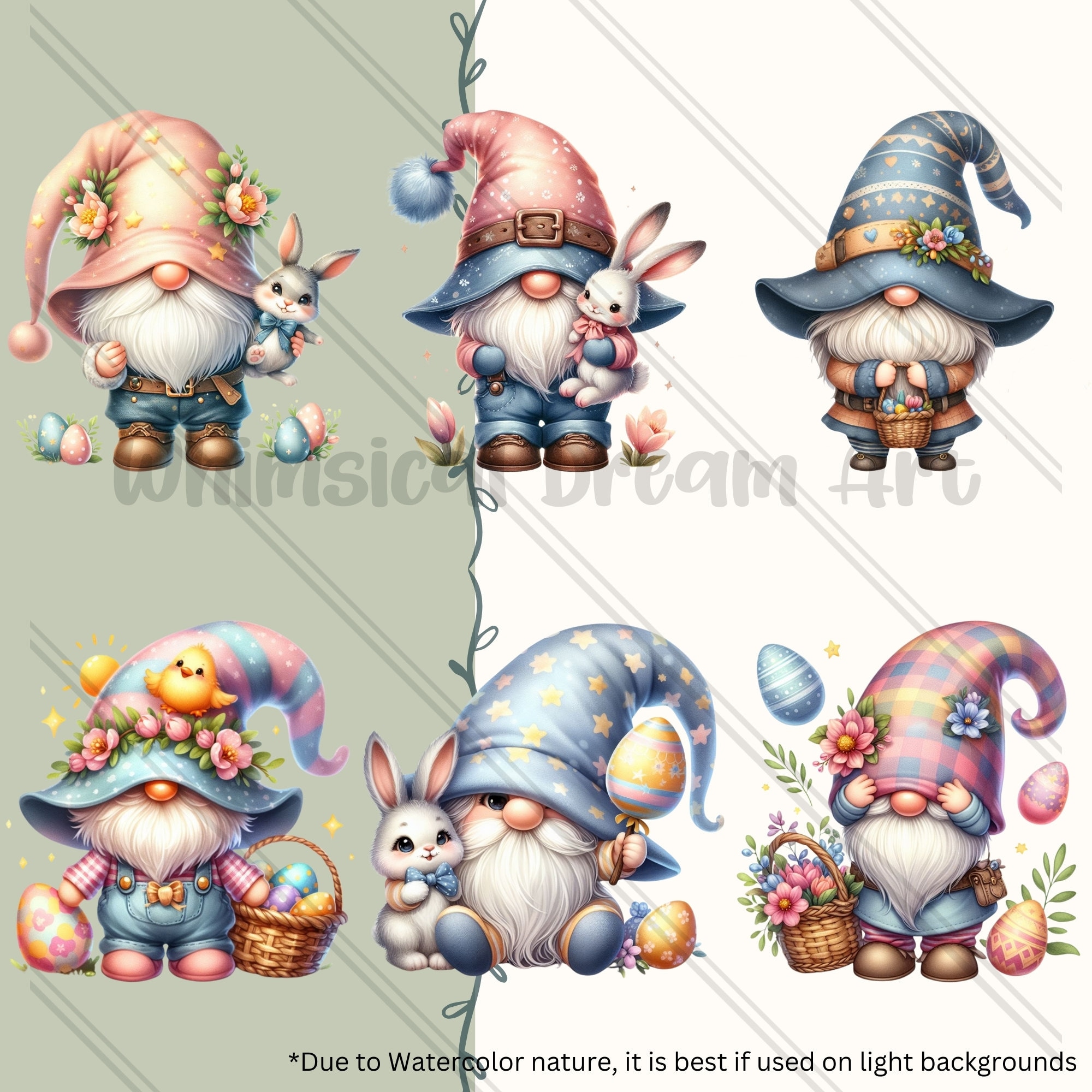 29 Watercolor Easter Gnomes Clipart Bundle, Garden Flower Clipart ...