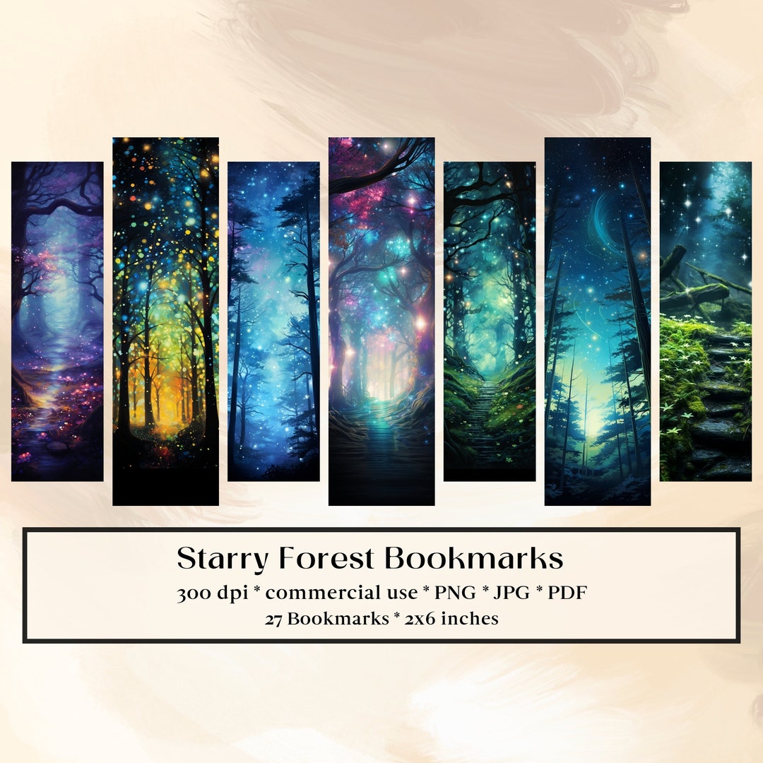 27 Starry Forest Bookmark Designs, Printable Bookmarks Digital Download ...