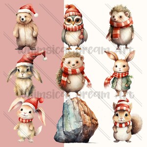 46 Christmas Woodland Animals Clipart Watercolor Bundle, Commercial Use ...