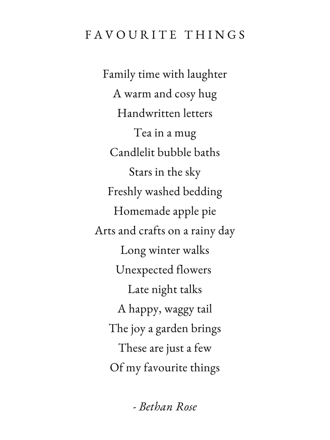 Favourite Things, Poems About Family, Poems About Friends, Poems About ...