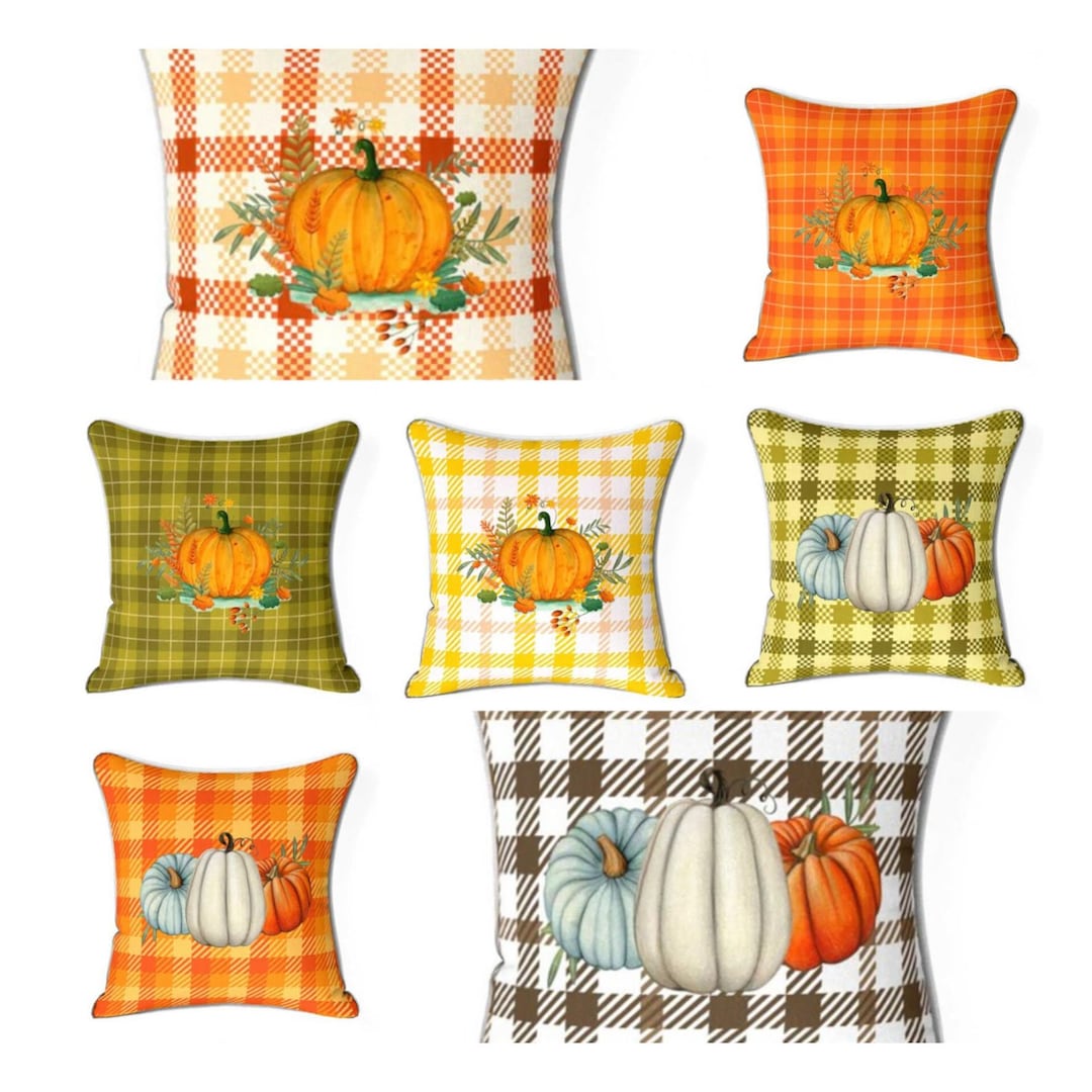 Autumn Pumpkins Pillow Cover, Pumpkins Design Pillow Cover, Rustic Farmhouse Pillow Cover ...