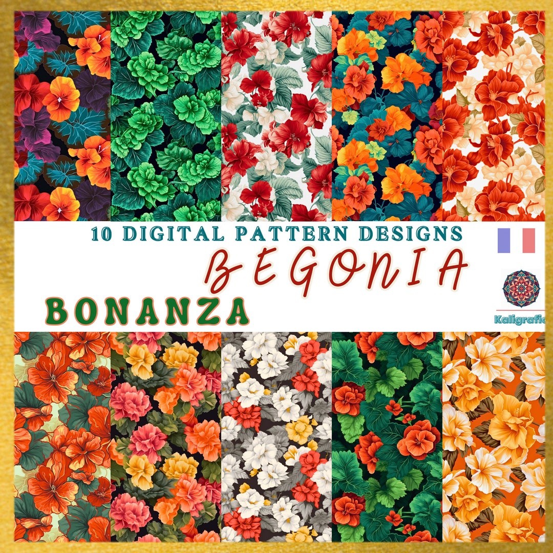 Begonia Bonanza Pack Digital Paper Digital Patterns Spring - Etsy