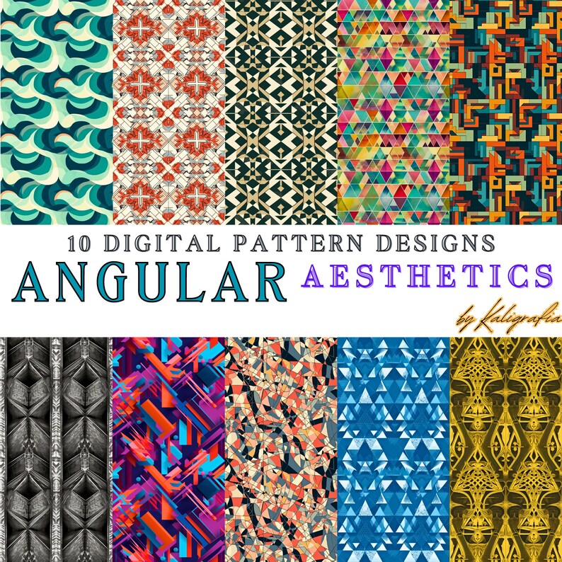 Angular Aesthetics Mix Pack 10 Unique Seamless Digital - Etsy