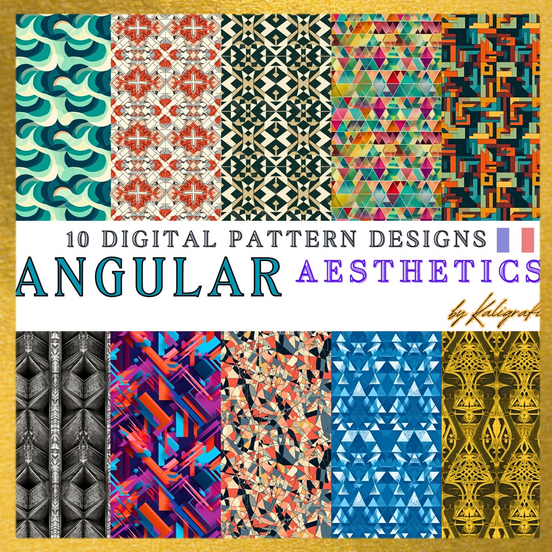 Angular Aesthetics Mix Pack 10 Unique Seamless Digital Patterns Design ...