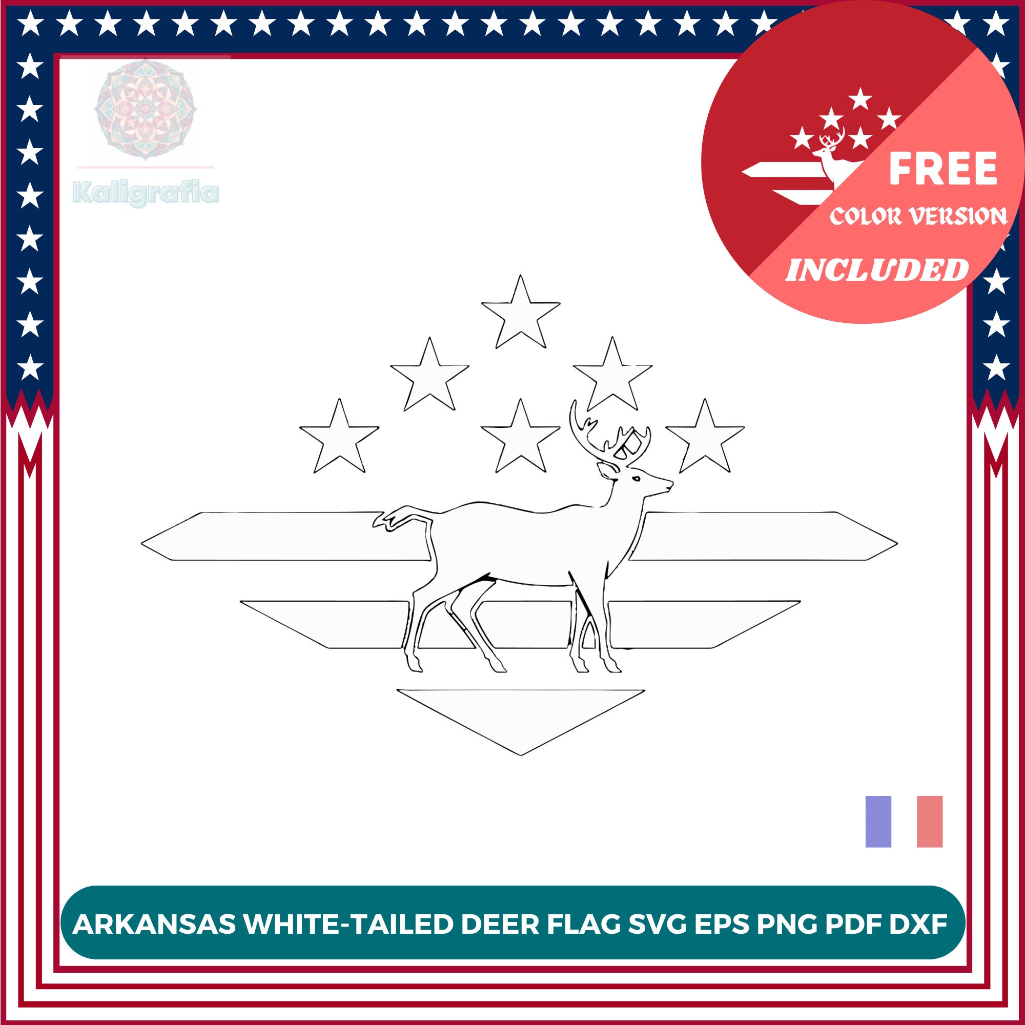 Arkansas White-tailed Deer Flag SVG Patriotic Deer Design - Etsy