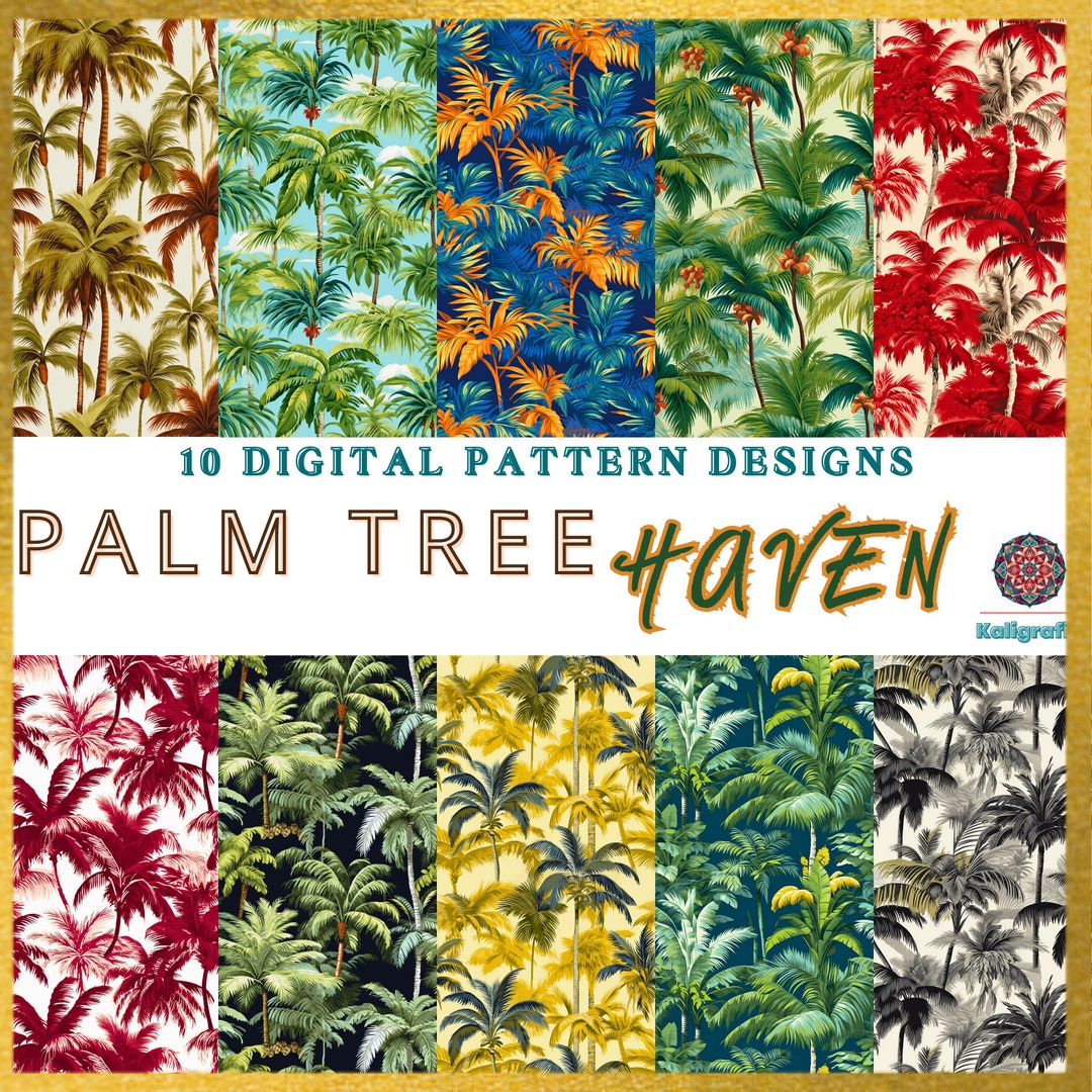 Palm Tree Haven Pack Original Seamless Repeating Pattern for DIY, Home ...